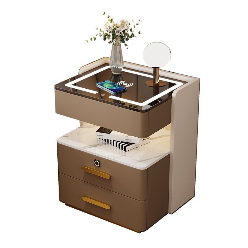 Smart Bedside Table Fingerprint Lock Cabinet Wireless Fast Charging ...