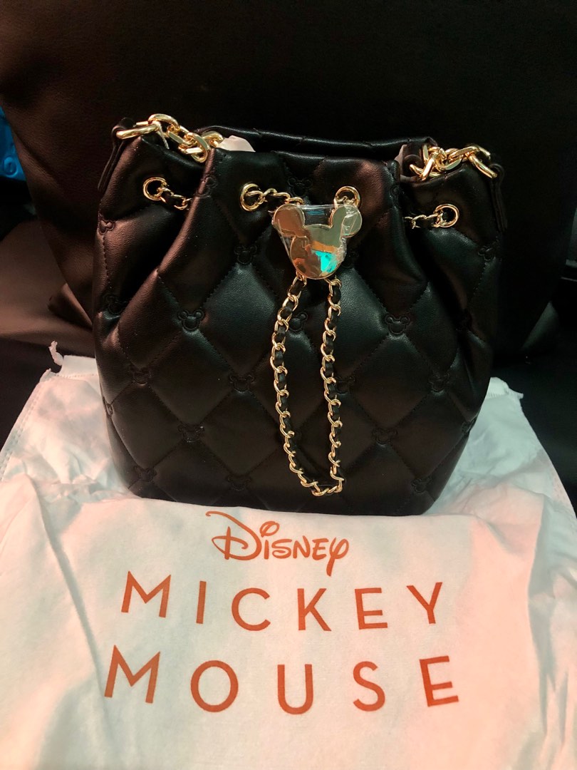 Tas Serut Mewah Disney Mickey Mouse Hitam Original, Fesyen Wanita, Tas ...