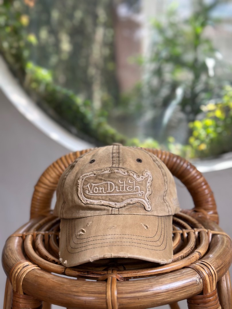 topi cap vondutch ripped brown coklat size free adjustable tali kulit ...