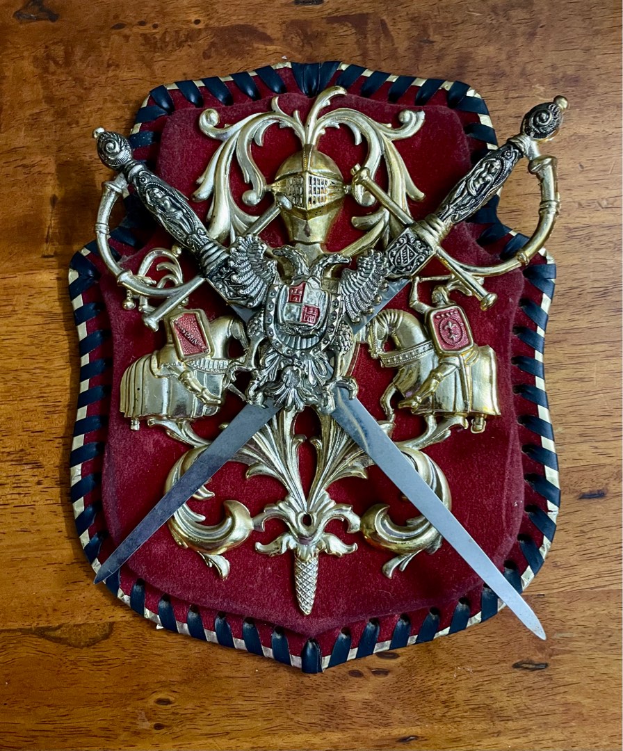 Vintage Medieval Coat of Arms Sword Plaque Crest Wall Hanging Spain ...