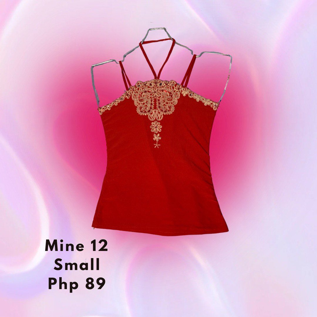 Vintage Terracotta top with Gold and Red bedazzled details (y2k acubi ...