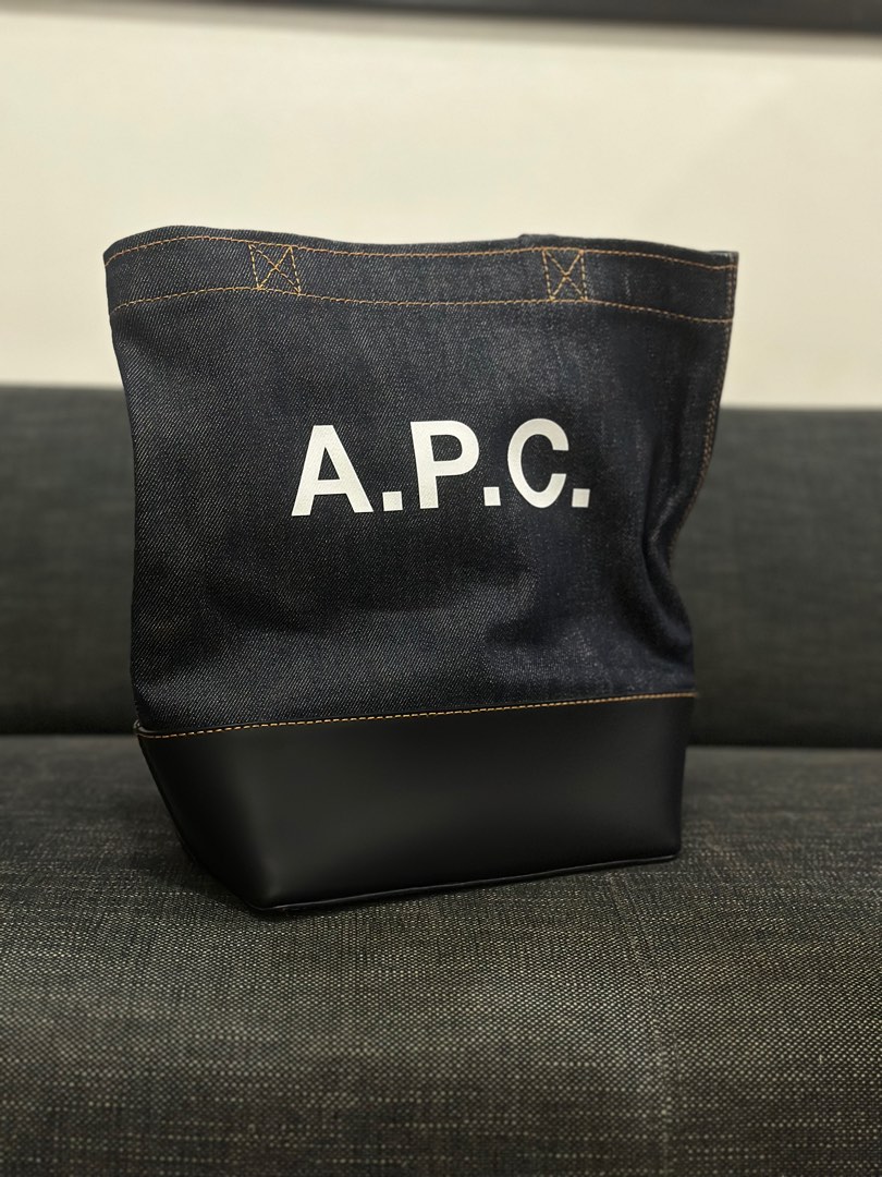 APC Axel Small Tote Indigo Denim & Leather, Women's Fashion, Bags ...