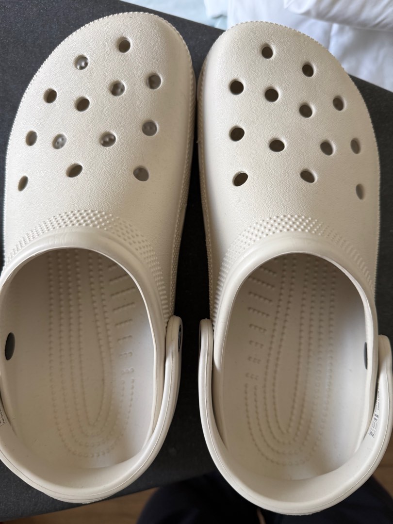 Crocs cream, Men's Fashion, Footwear, Flipflops and Slides on Carousell