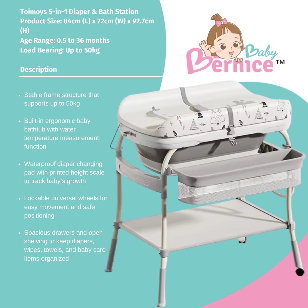 [FREE DELIVERY] 5-in-1 Diaper & Bath Station Diaper Cabinet | Changing ...