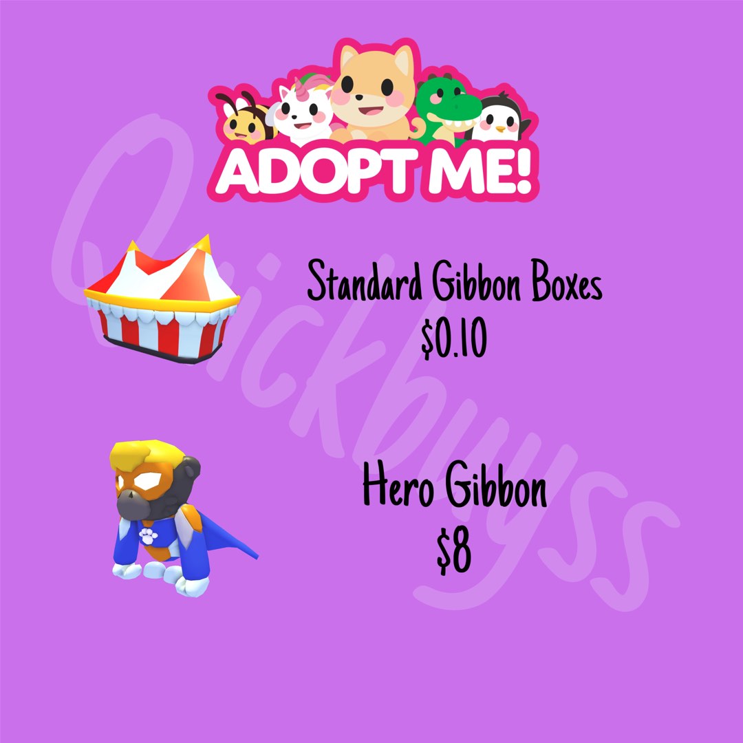 Gibbon Fairground | Standard Gibbon Box | Hero Gibbon | Adopt Me, Video ...