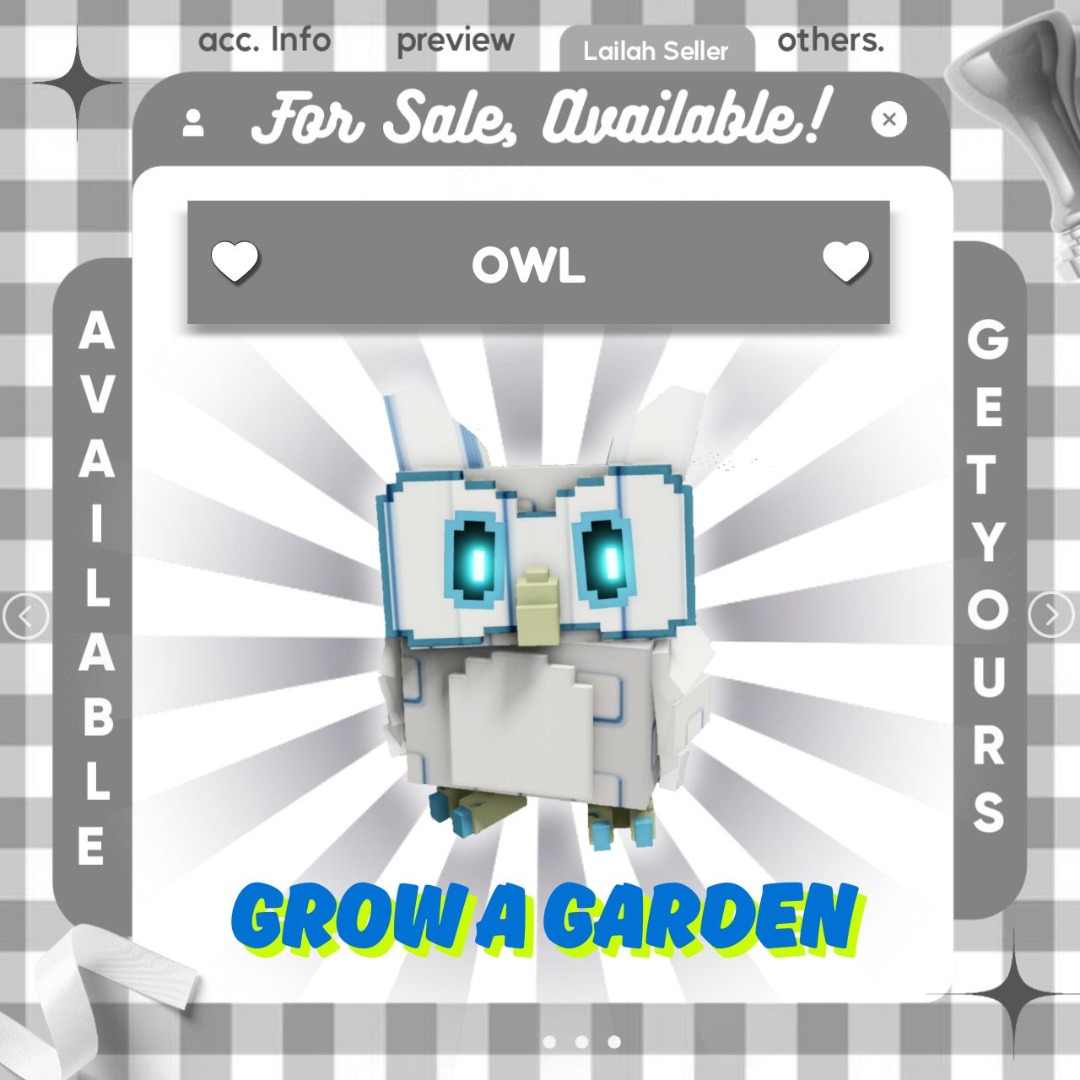GROW A GARDEN | OWL | ROBLOX | READ DESCRIPTION, Hobbies & Toys, Toys ...