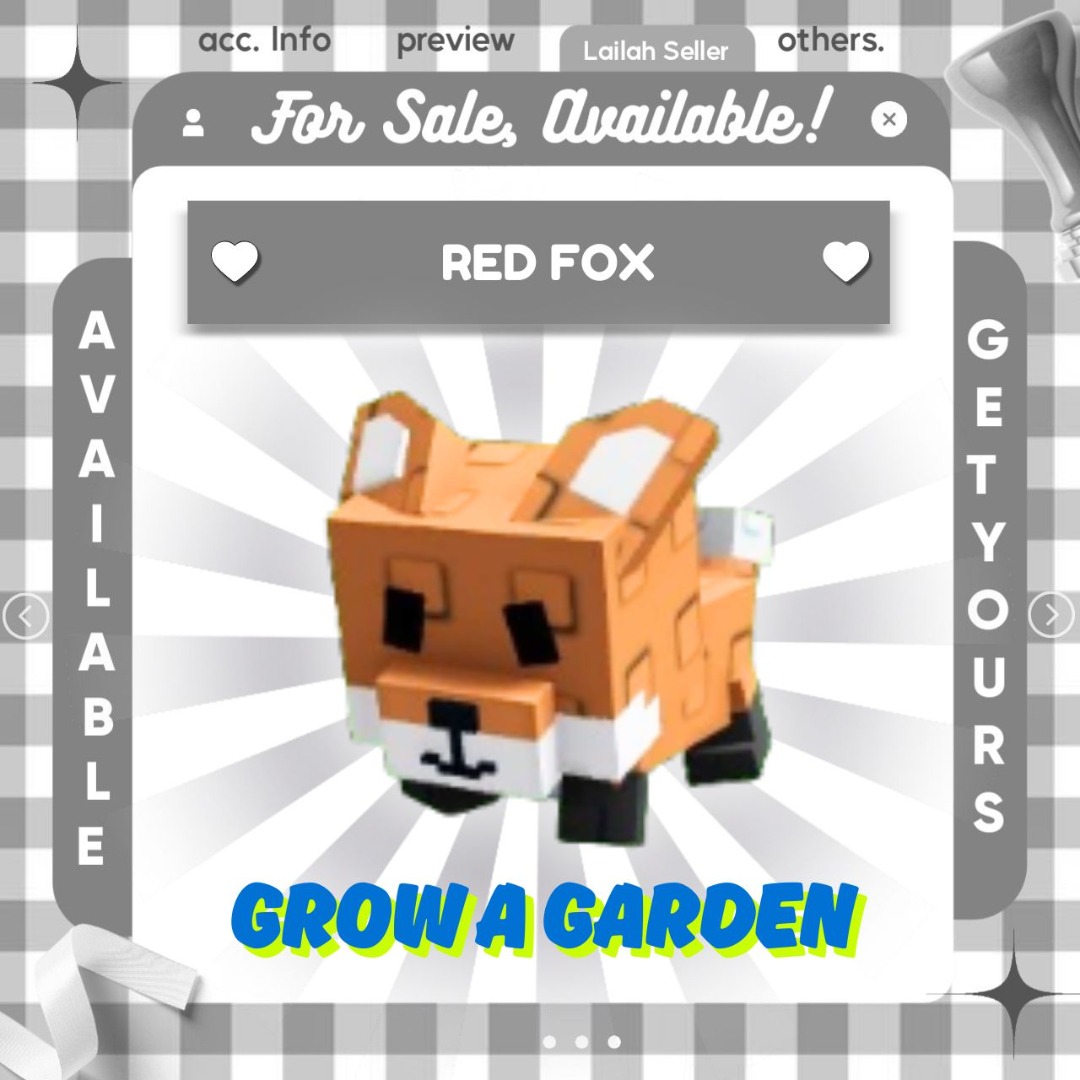 GROW A GARDEN | RED FOX | ROBLOX | READ DESCRIPTION, Hobbies & Toys ...