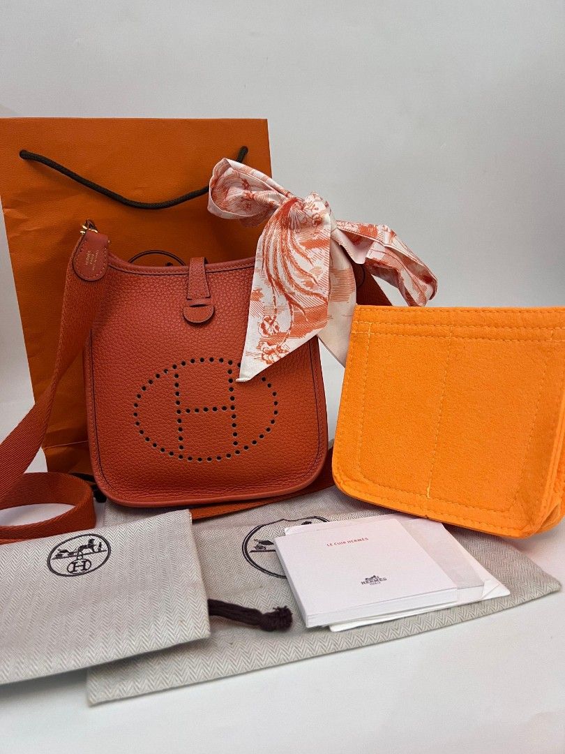 Hermes Mini Evelyn GHW Full Set as pic stamp C 2022. Innerbag, Free Twilly and chain for fun ...