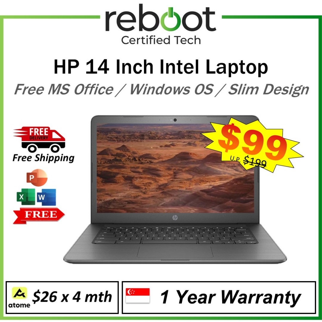HP 14 Inch Slim Laptop - Intel Processor - Windows 11 + MS Office - All Function Working Good ...