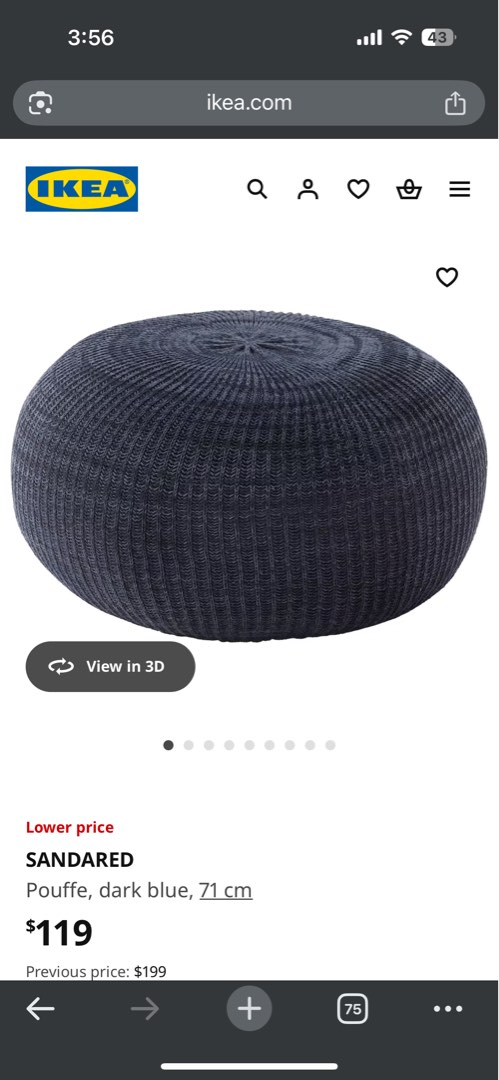 IKEA sandared pouffe, Furniture & Home Living, Furniture, Chairs on ...