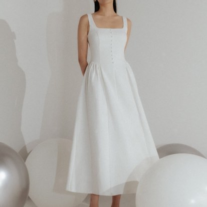 Lovet RAYN PADDED TWEED BASQUE WAIST MIDAXI DRESS (WHITE), Women's ...