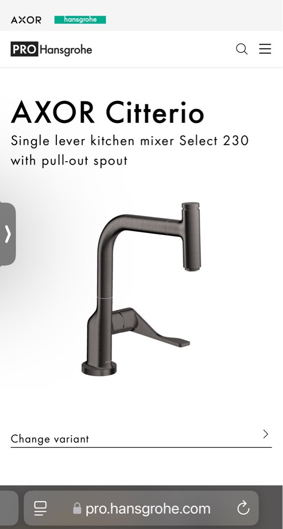 PRO-Hansgrohe AXOR Kitchen Sink Mixer, Furniture & Home Living ...