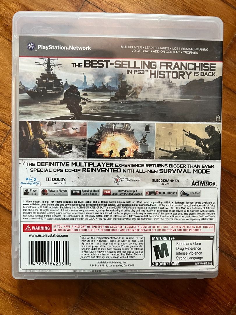 PS3 Call of Duty: Set of 2: World of War & Modern Warfare 3, Video ...