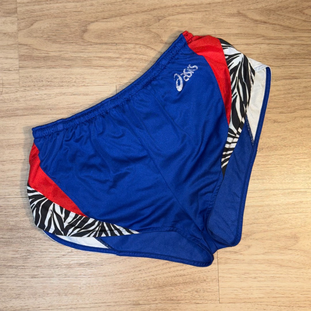 RARE! Vintage Retro Mens ASICS Running Split Shorts in Blue / Red ...