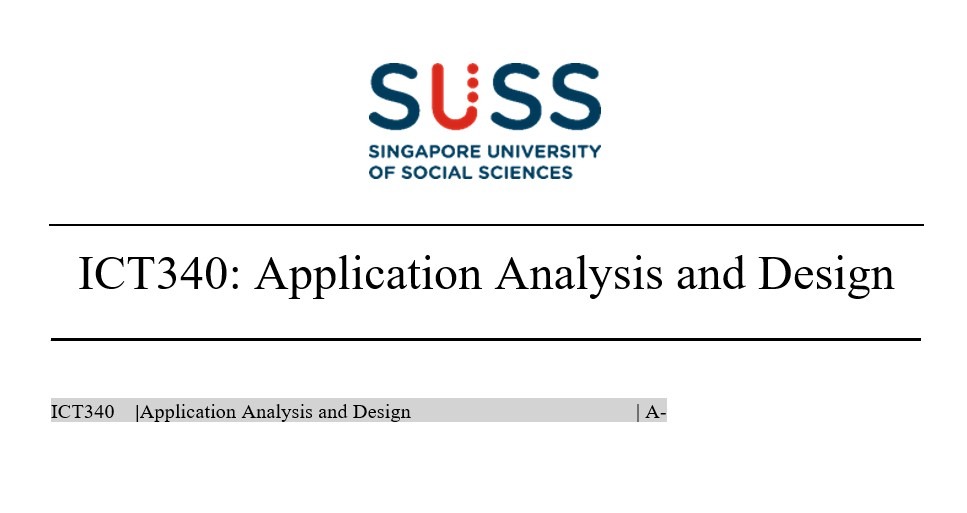 [READ DESCRIPTION] SUSS: ICT340 Application Analysis and Design ...