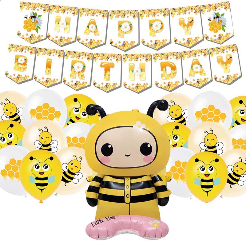 [Ready Stock]Happy Cute Bee Happy Birthday party decorations Set ...