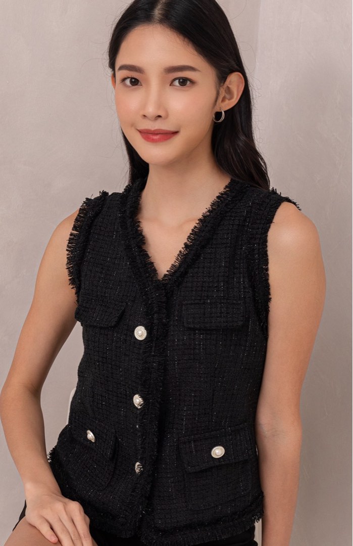 SSD Jessica vest top black, Women's Fashion, Coats, Jackets and ...