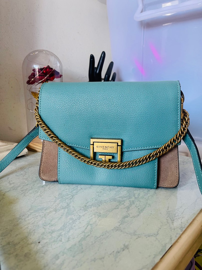 SUGAR GOATSKIN SMALL GV3 SHOULDER BAG LIGHT BLUE TAN, Women's Fashion, Bags & Wallets, Cross ...