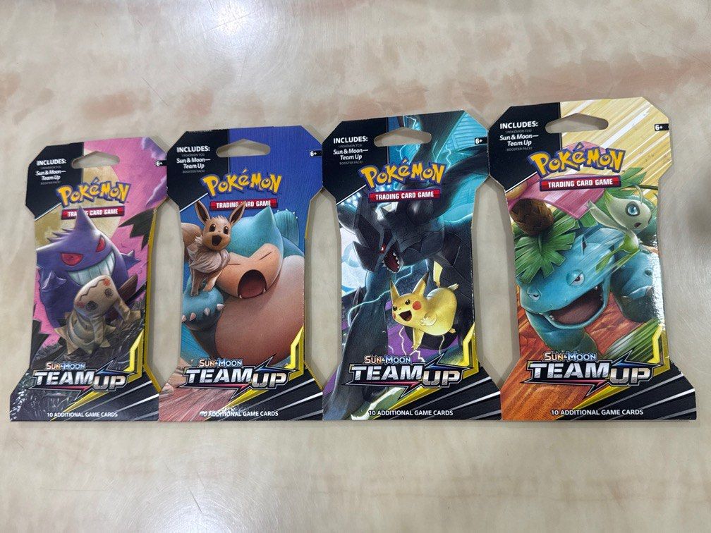 TCG Pokemon - Sun & Moon Teamup (SM9) Sleeved Booster Full Art Set ...