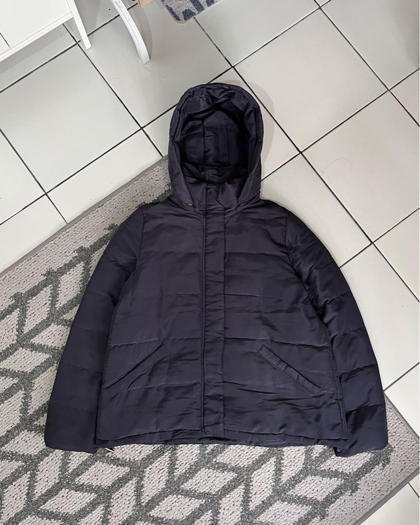 UNIQLO GU PUFFER JACKET DARK NAVY, Fesyen Pria, Pakaian , Baju Luaran ...