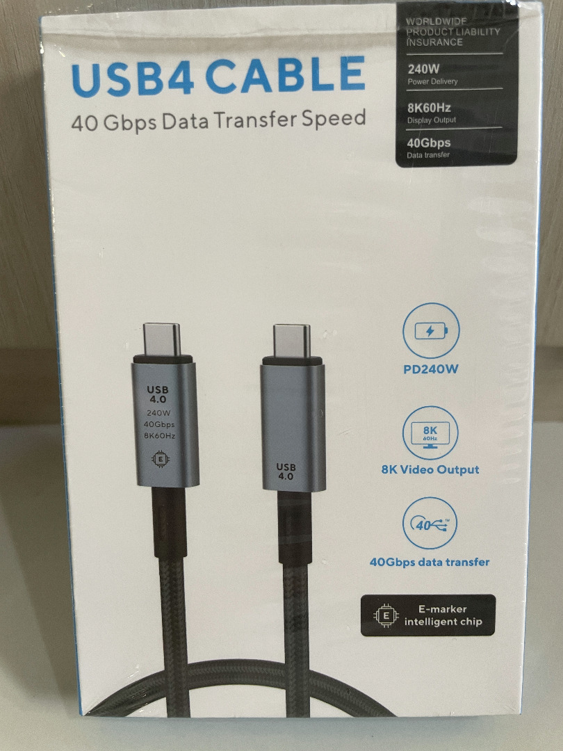 1.5m USB-C to USB-C 240W Cable monitor 40Gbps Data Transfer 8K 60HZ ...