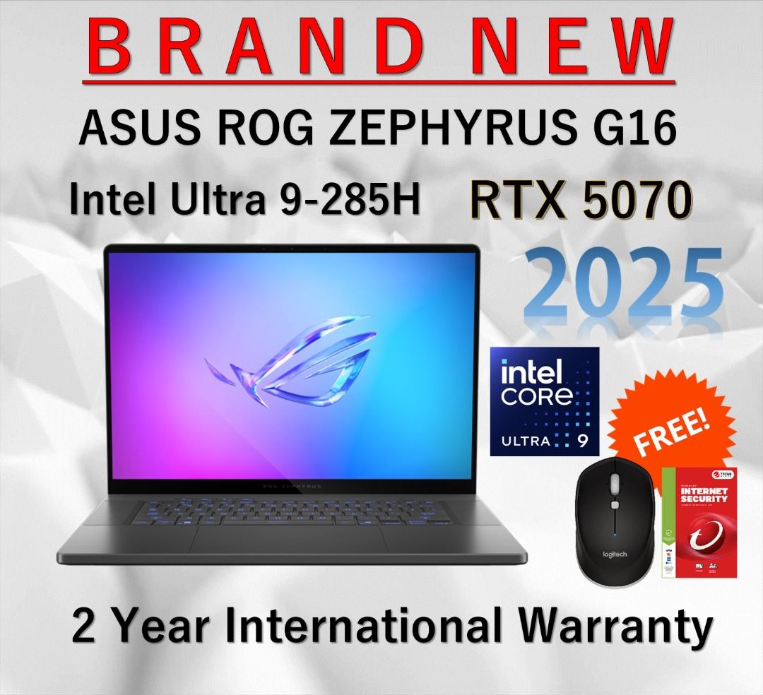 (READY STOCK) 2025 ASUS ROG ZEPHYRUS G16 ( Intel Ultra 9-285H, RTX 5070 ...
