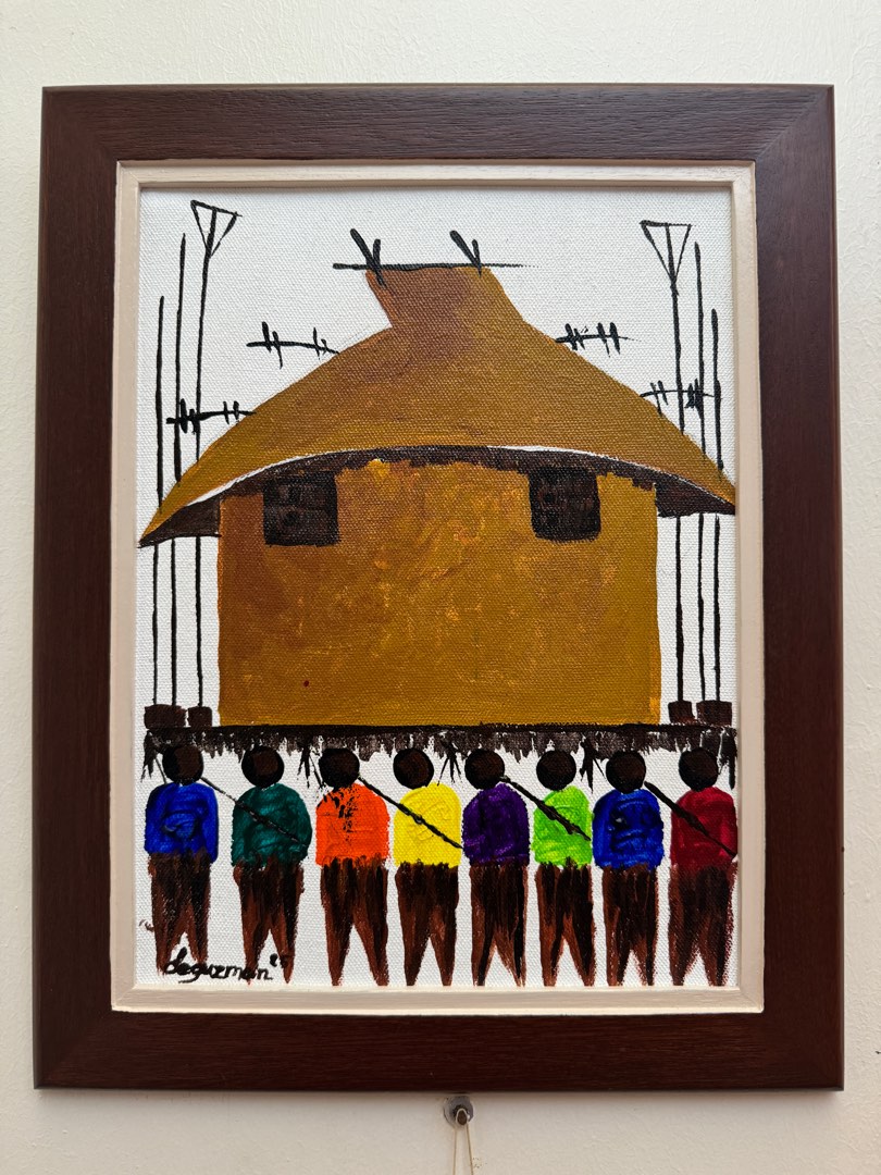 Acrylic Bayanihan Painting with Frame, Hobbies & Toys, Stationary ...