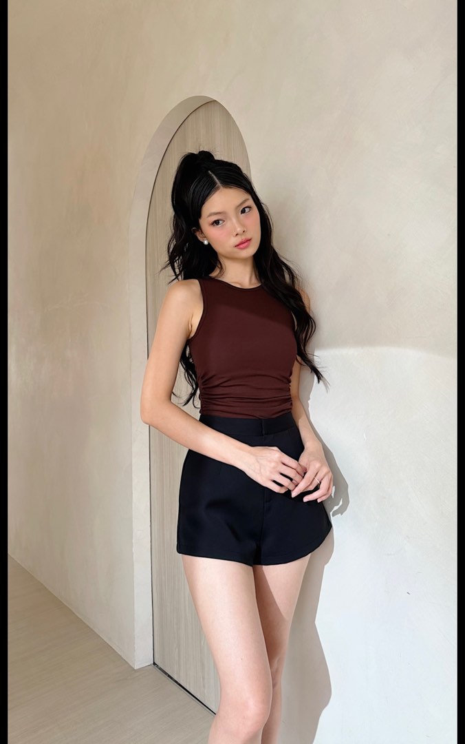 BNWT Mikayla Marisa V3 Racer Side Ruched Top in Chocolate, Women's ...