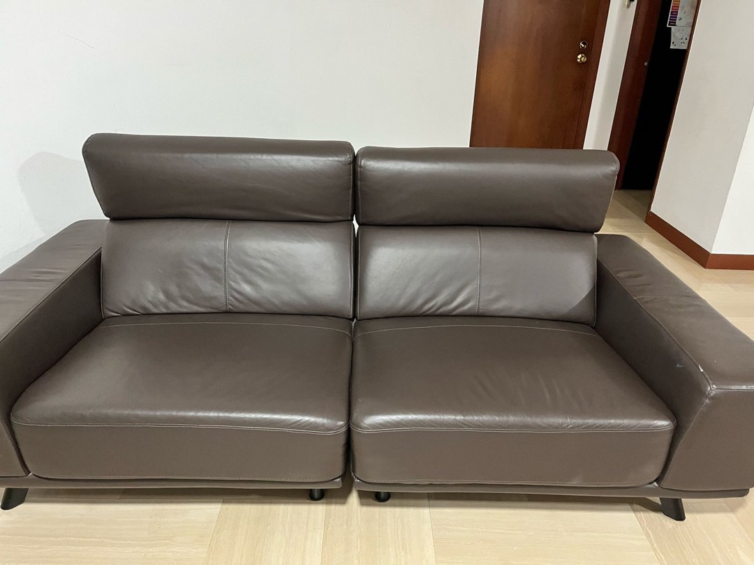 Cellini Kof pure leather 2-seater sofa, Furniture & Home Living ...