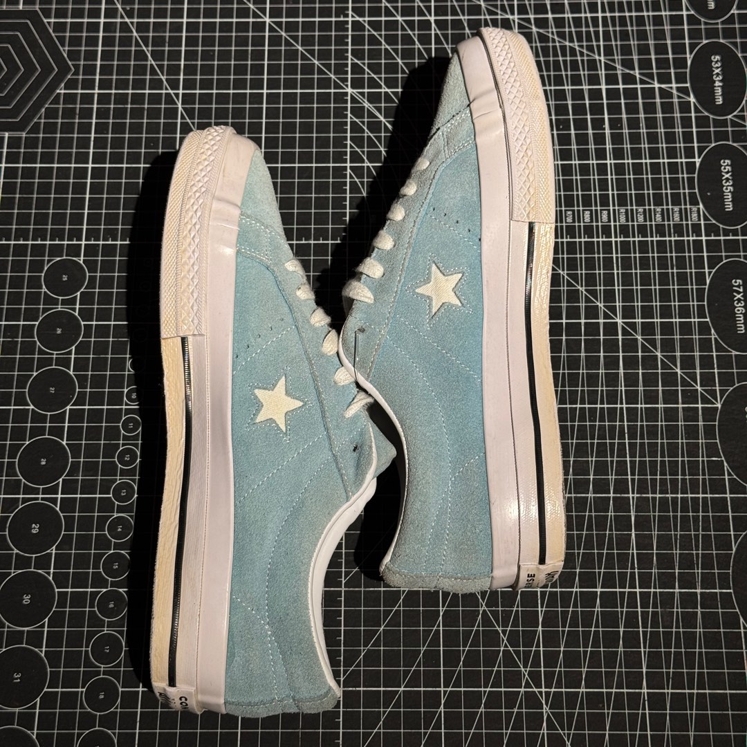 Converse One Star UK7.5 Baby Blue Suede, Men's Fashion, Footwear ...