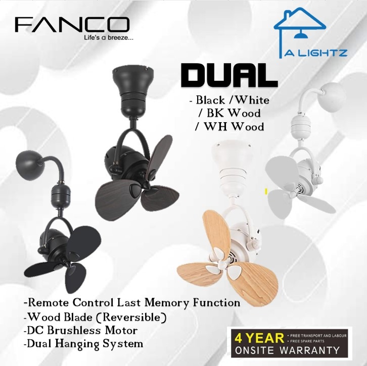 Fanco DUAL Corner Fan Ceiling or Wall Mount, Furniture & Home Living ...