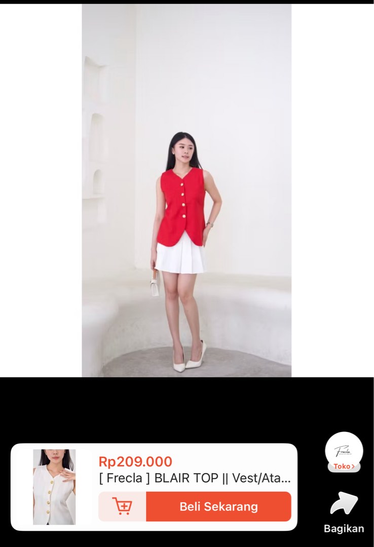Frrcla vest merah cabe, Olshop Fashion, Olshop Wanita di Carousell