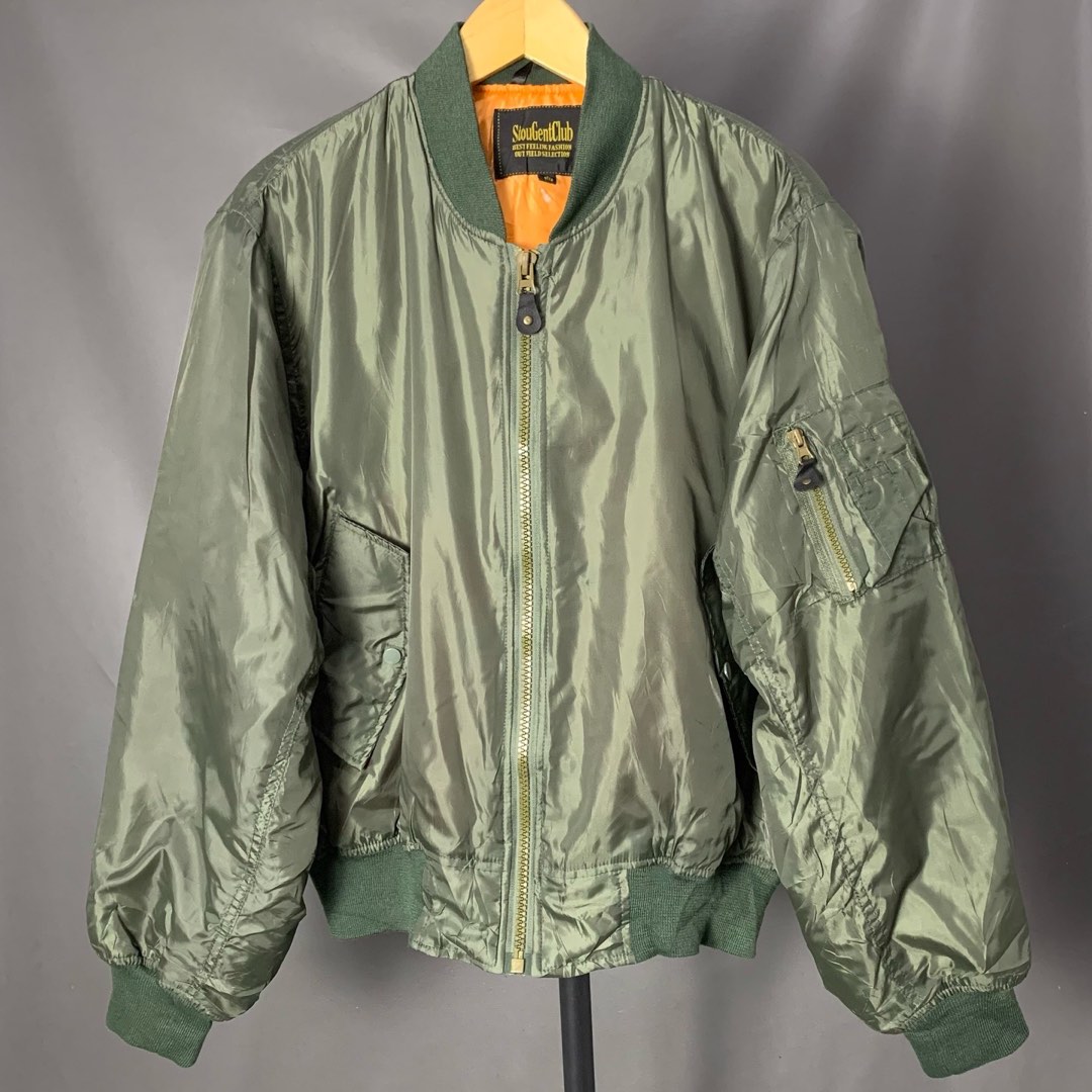 Jaket Vtg ST0UGENT CLUB BOMBER Vintage Millitary Army, Fesyen Pria ...