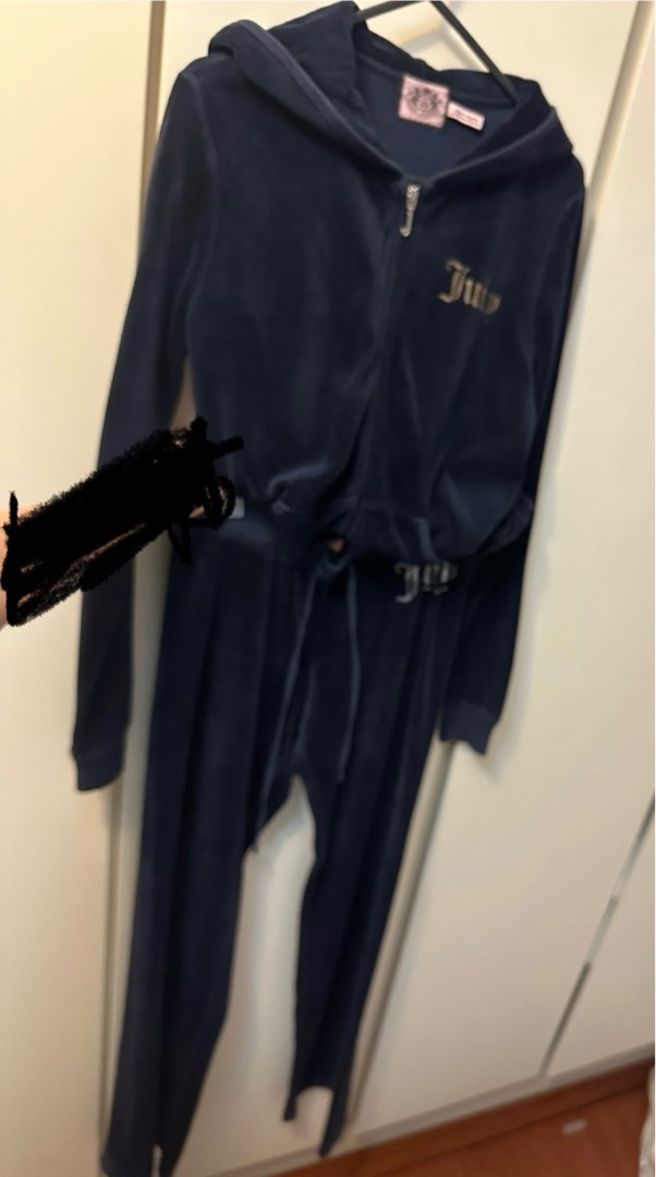 Juicy Couture大量靚新衫navy blue sports set jacket trousers 運動套裝外套長褲, 女裝 ...