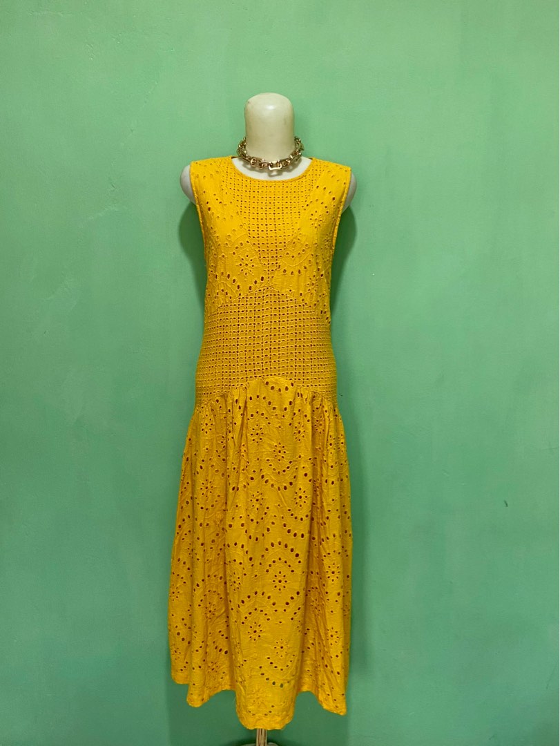 Katbol yellow orange full furing korean look, Fesyen Wanita, Pakaian ...