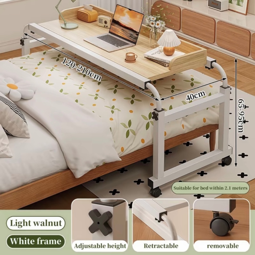 Laptop Table Bed | Adjustable Overbed Table | Rolling Bedside Table ...