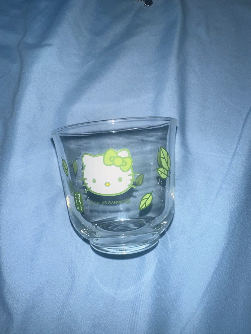 Matcha Hello Kitty Glass Cup, Furniture & Home Living, Kitchenware ...