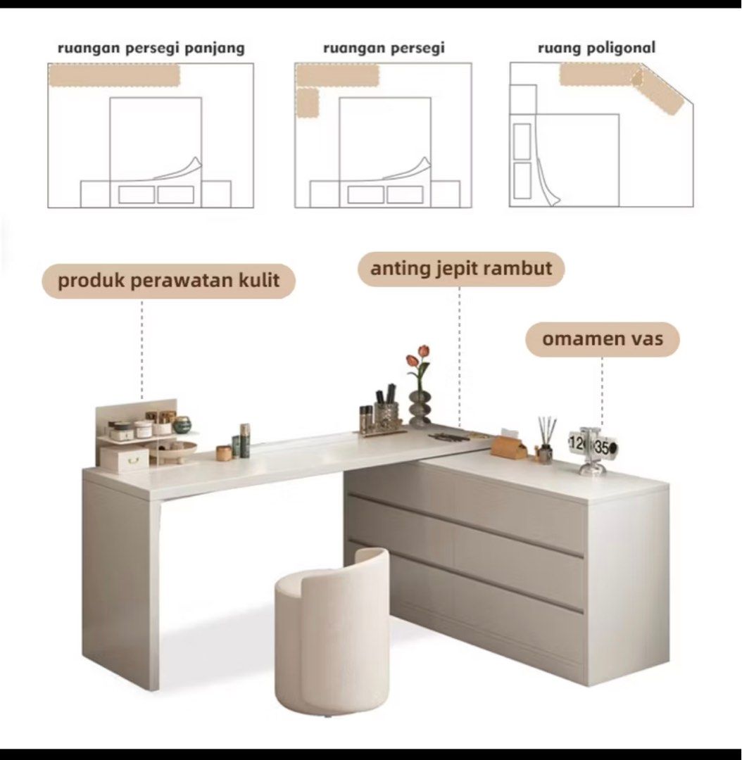 Meja Rak Minimalis Estetik (Drawers/Laci), Perabotan Rumah di Carousell