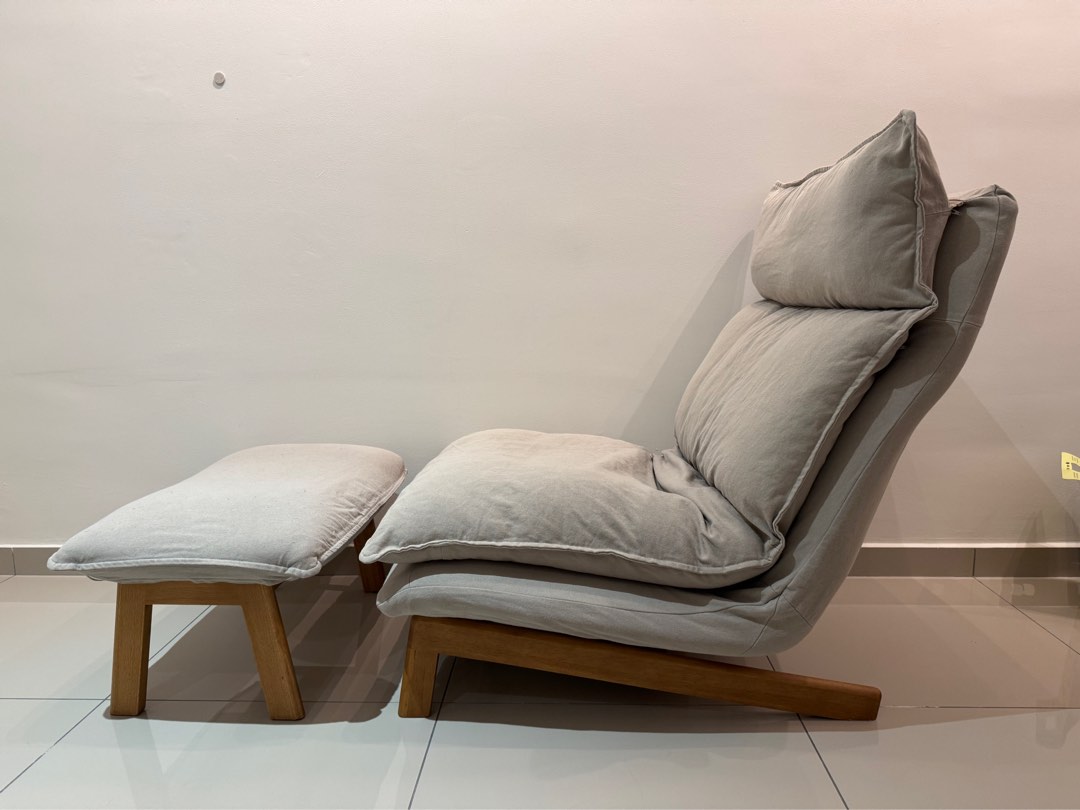 Muji Hardwood Lounge Chair with Footrest, Furniture & Home Living ...