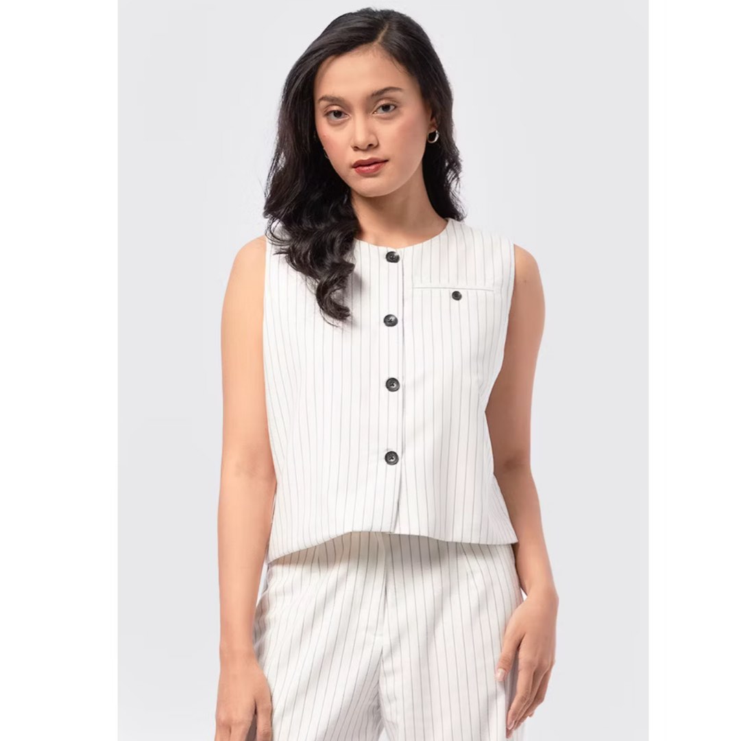 New Executive Vest Putih, Fesyen Wanita, Pakaian Wanita, Baju Luaran di ...