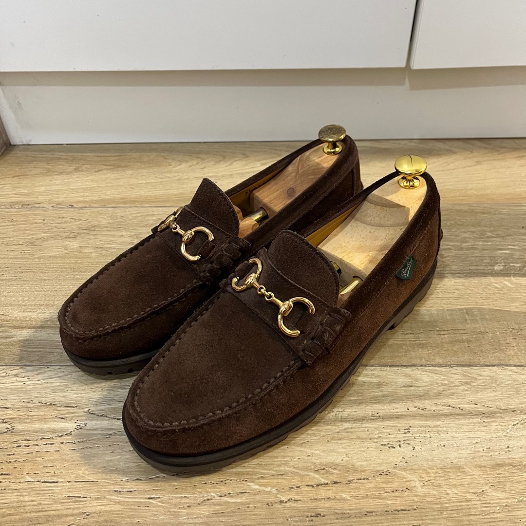 Paraboot Dark Brown Suede Horsebit loafers UK7.5, Men's Fashion ...