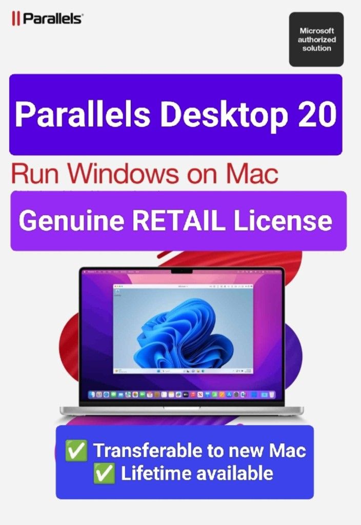Parallels 26 Windows Desktop (100% Genuine RETAIL License with your own ...