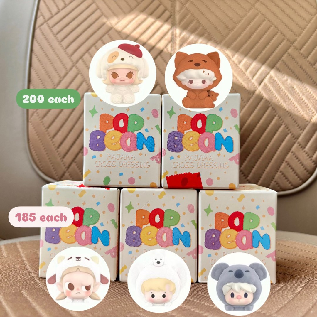 Pop Mart Pop Bean Pajama Cross Dressing Flocked w Acrylic, Hobbies ...