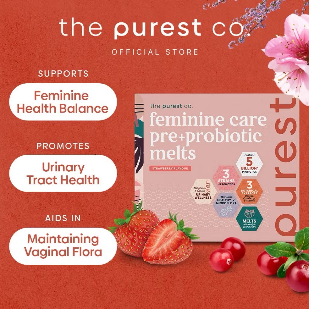 Purest Co Feminine Care Pre+Probiotic Melts, Health & Nutrition, Health ...