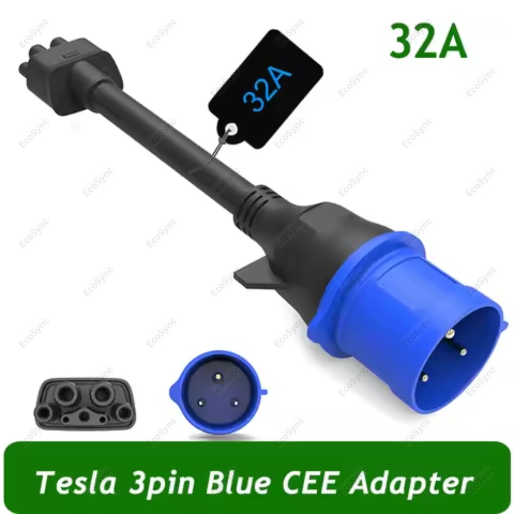 Tesla 7kw 3 pin CEE Blue Adapter For Tesla UMC model 3 Y Gen 2 Ev ...