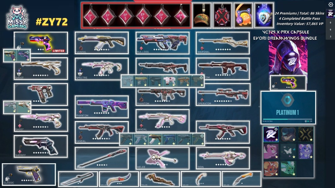 WTS 24 VP Skins Premium Valorant Account - Evori Dreamwings Bundle ...