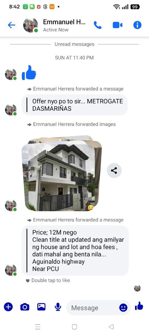 12000000.00 clean title and updated updated amiliar of house and lot HOA fees Aguinaldo Highway ...