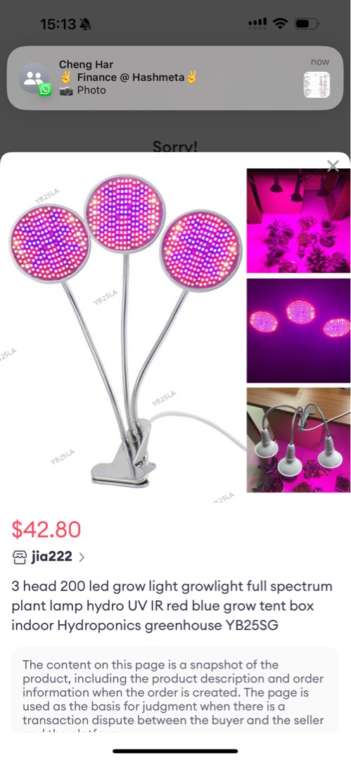 3 head 200 led grow light growlight full spectrum plant lamp hydro UV ...