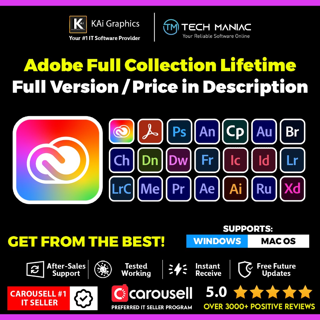 ⭐ Adobe Lifetime Software Latest Master Collection Creative Cloud Suite ...