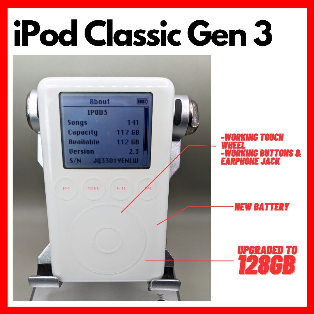 Apple iPod Classic Gen 3 Mono Custom Mod (Upgraded to 128GB) (New ...
